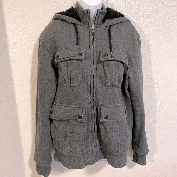 Aeropostale | Jackets & Coats | Mens Grey Utility Jacket With Hood Size ...